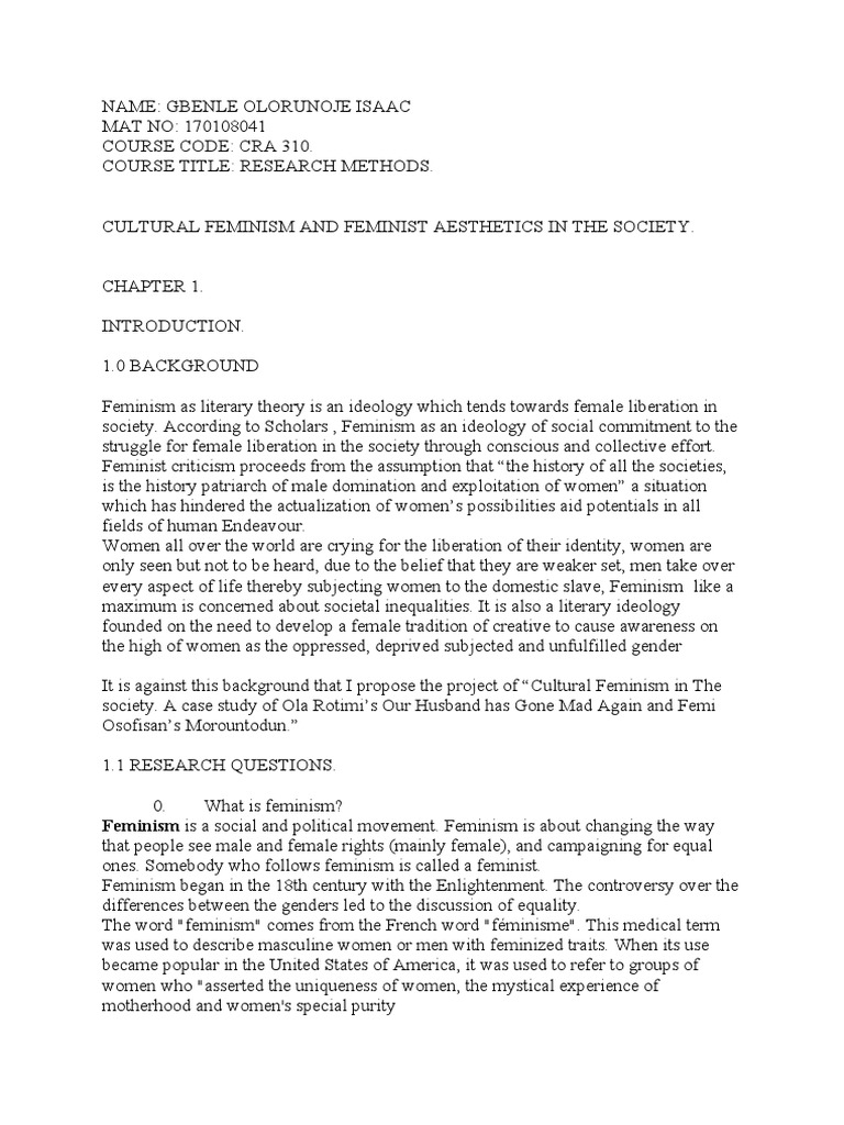 Cultural Feminism in Nigerian Theatre | PDF | Science