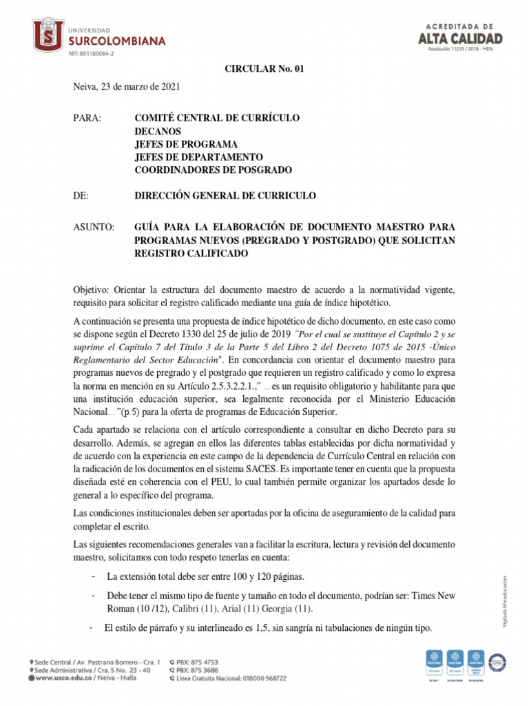 Guia Elaboración Doc Maestro Nuevos Programas Ult Vrs DGC | PDF | Crédito del curso | Plan de ...