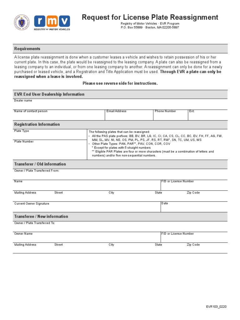 Request For License Plate Reassignment: Requirements | PDF | Vehicle ...