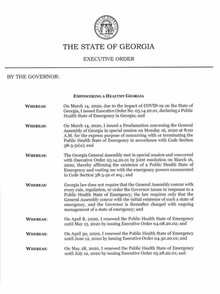 Georgia Executive Order 03.31.21.03 | PDF