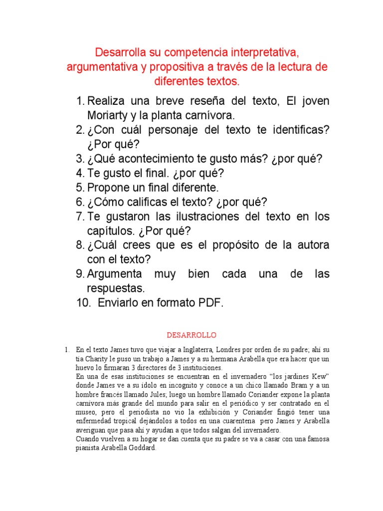 Análisis de "El joven Moriarty" | PDF