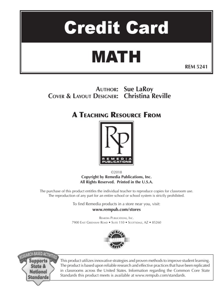 2 - Credit Card Math Life Skills Activities | Download Free PDF ...