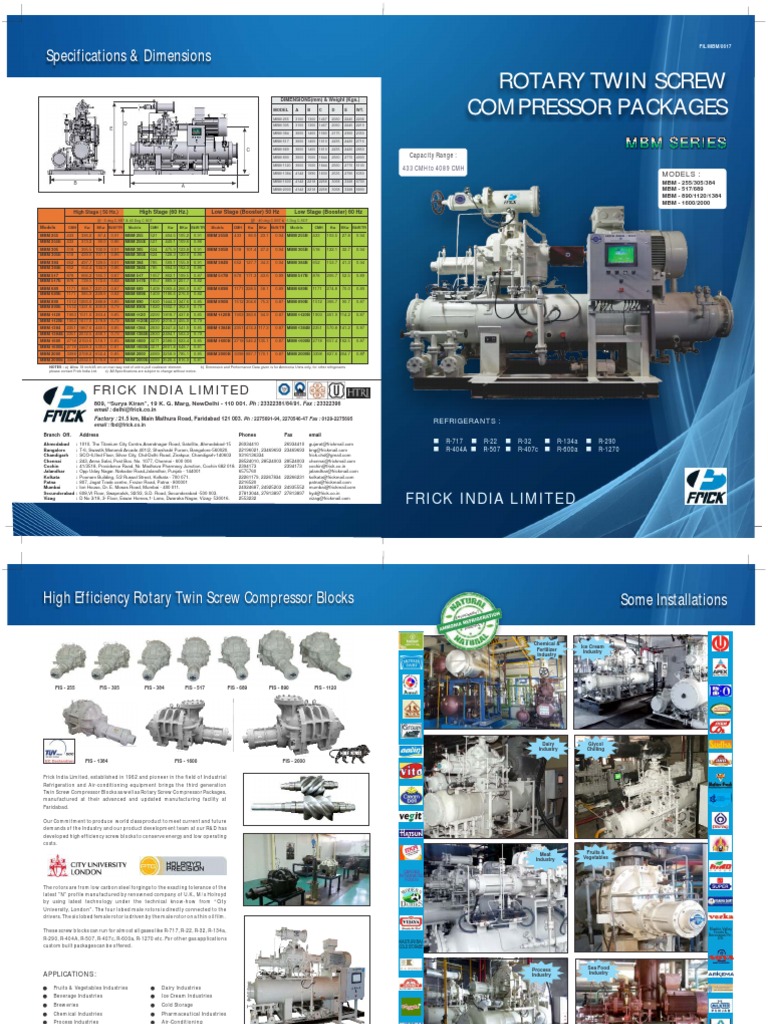 Rotary Twin Screw Compressor Packages: Specifications & Dimensions ...
