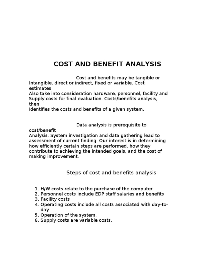 Cost and Benefit Analysis | PDF | Cost–Benefit Analysis | Data Analysis