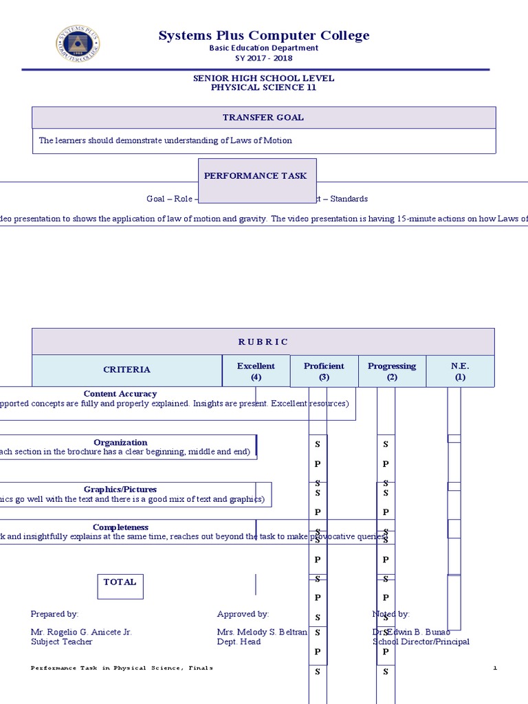 Grade 11 Physical Science Performance Task | PDF | Human Nature ...