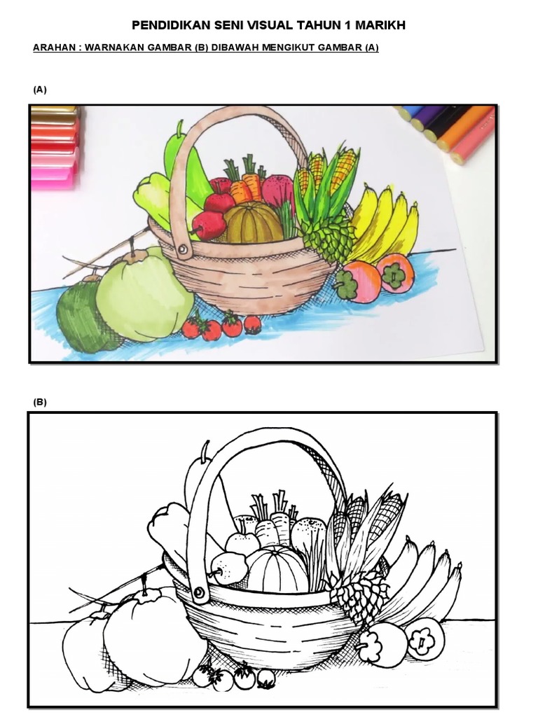 Pendidikan Seni Visual Tahun 1 Marikh - Warnakan Buah-Buahan | PDF