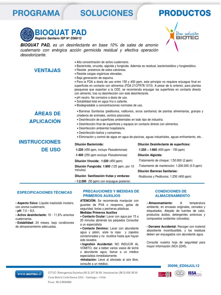 Bioquat Pad P | PDF | Agua | Alimentos