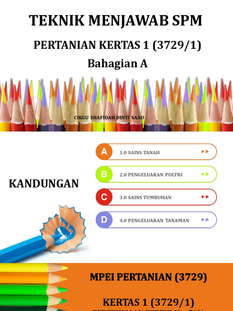 Teknik Menjawab SPM: PERTANIAN KERTAS 1 (3729/1) Bahagian A | PDF