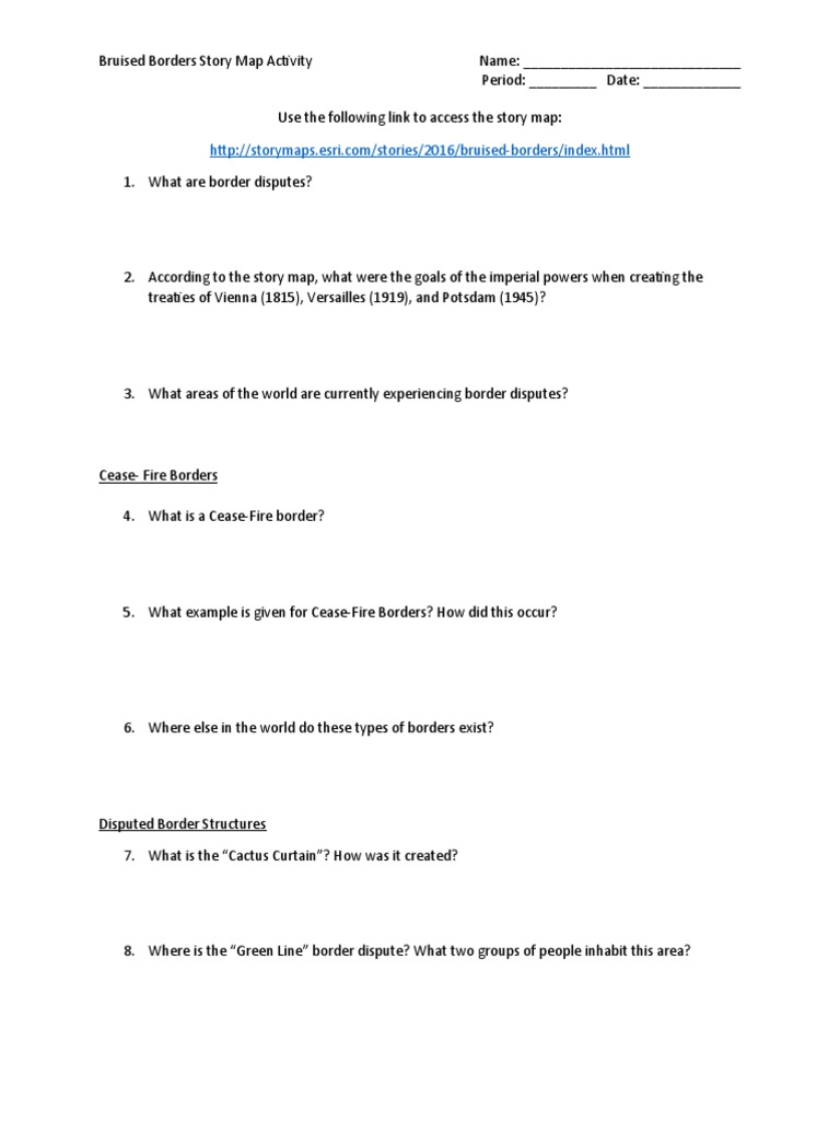 Border Disputes Story Map Activity | PDF