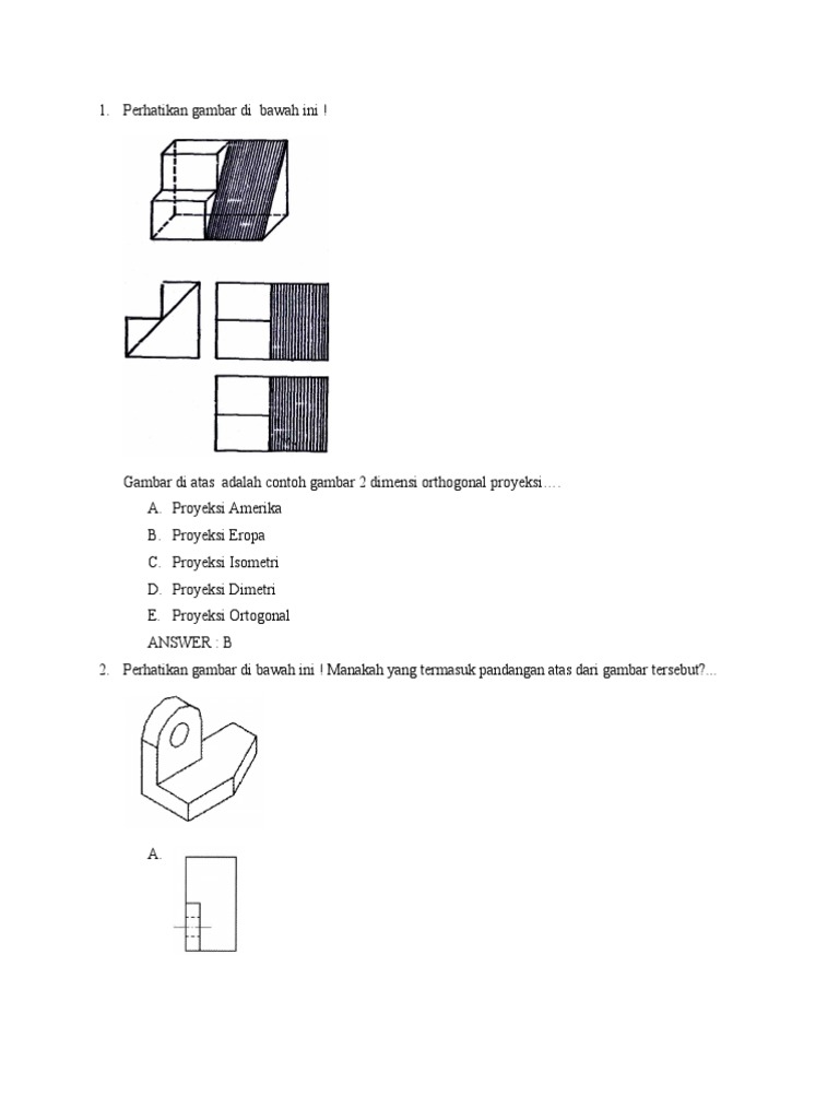 Soal Gamtek Proyeksi Orthogonal | PDF