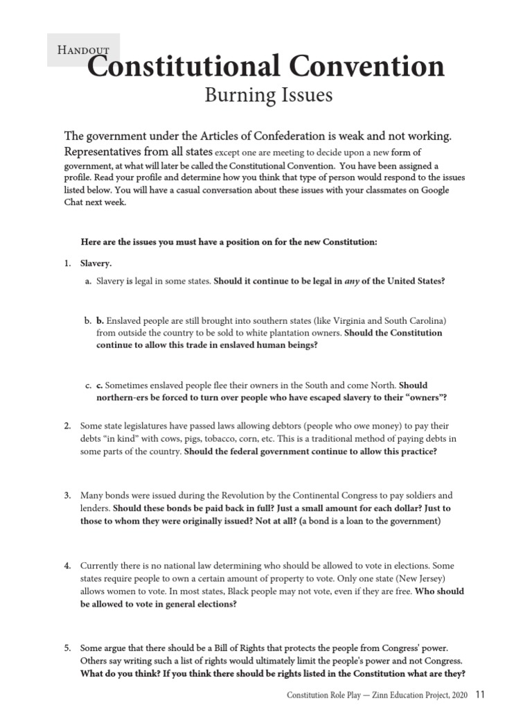Constitutional Convention Debate Guide | PDF | Slavery | U.S. State
