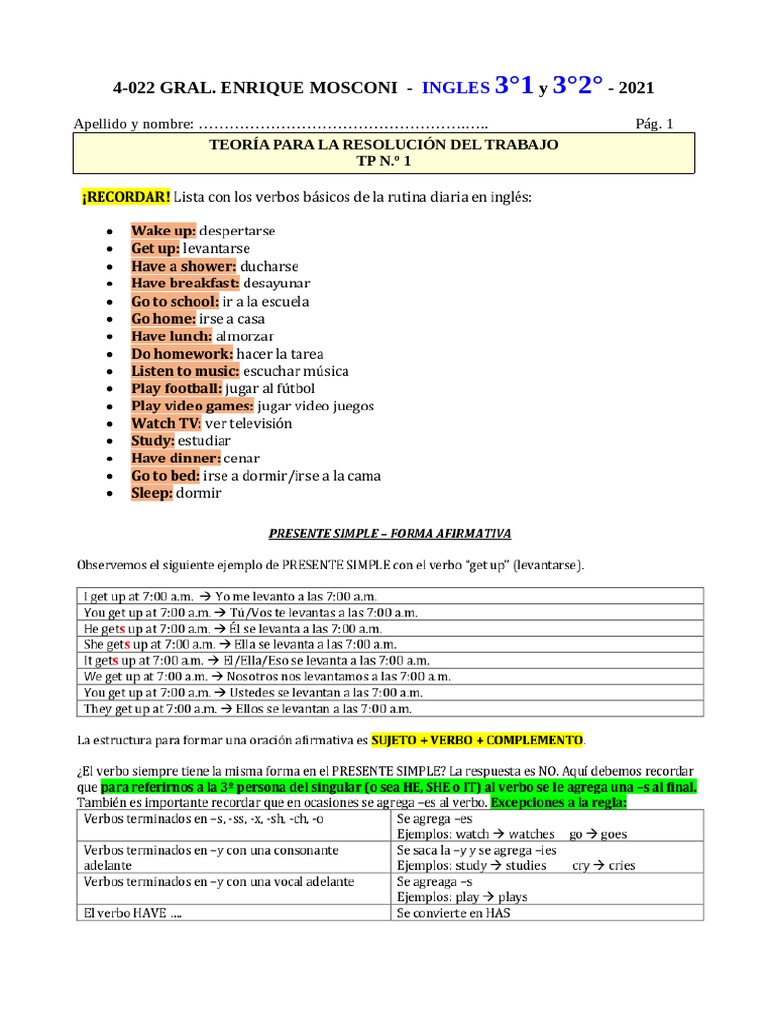 01 Present Simple - Theory and Activities | PDF | Linguistic Typology ...