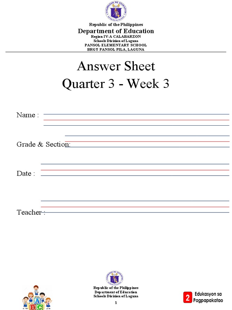 ANSWER SHEET Q3 Week3 | PDF