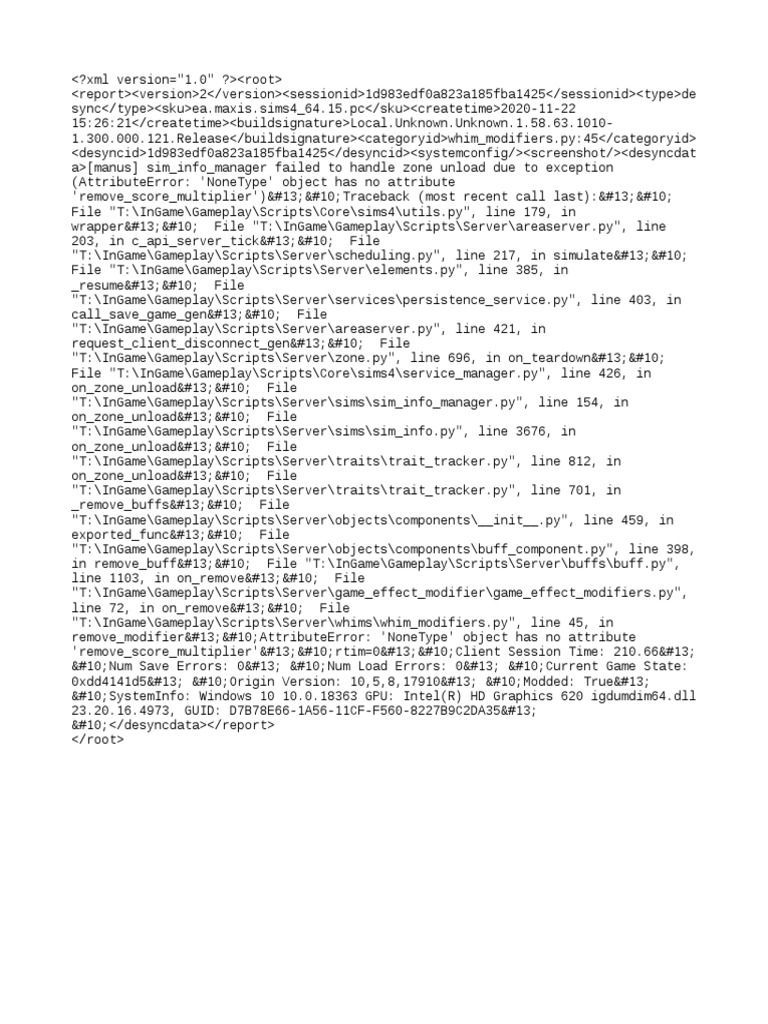 Sims 4 Desync Error Report | PDF | System Software | Operating System Families