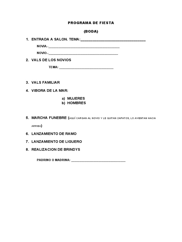 Programa de Fiesta de Boda | PDF | Ciencia y matemáticas