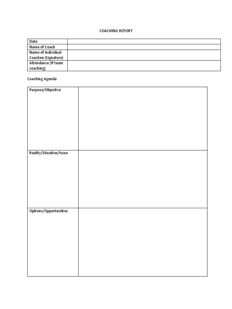 Coaching Report Template and Agenda | PDF