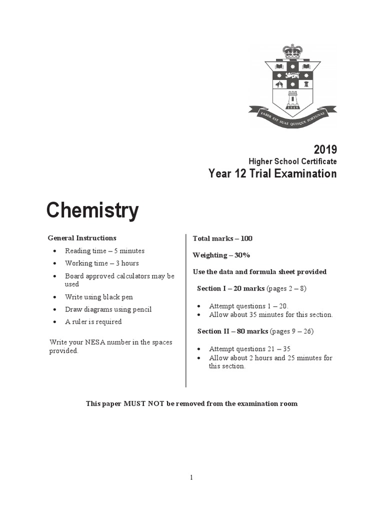 Fort ST 2019 Chemistry Trial Paper | PDF | Chemical Polarity | Hydrogen ...