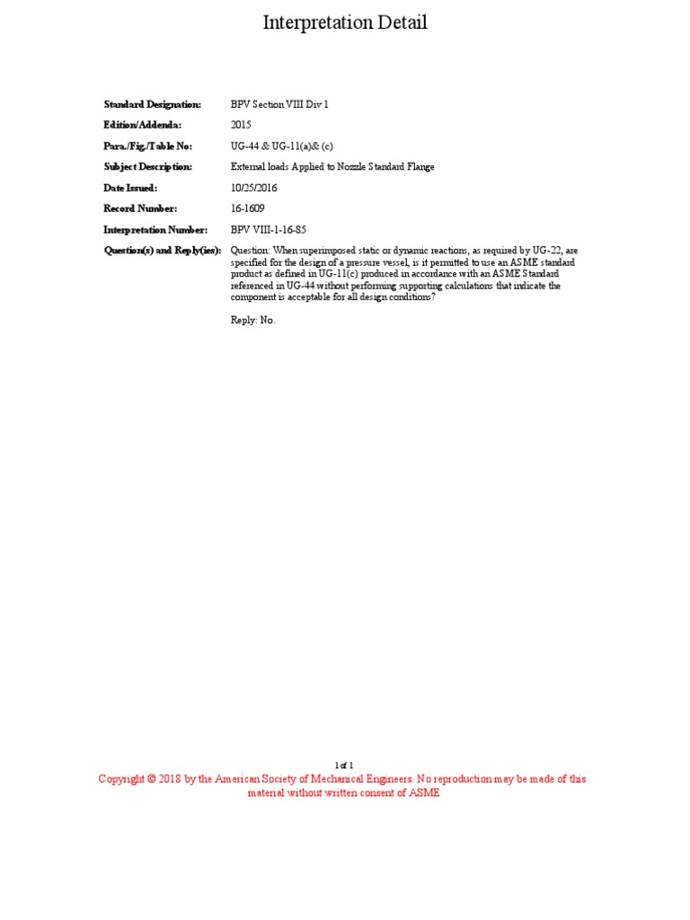 ASME Interpretation VIII-1!16!85 | PDF | Computers | Technology ...