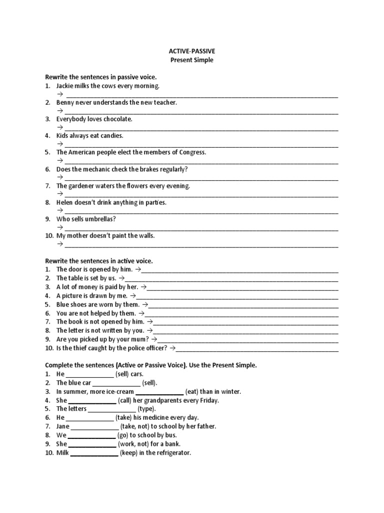 Active-Passive Present Simple & Past Simple | PDF
