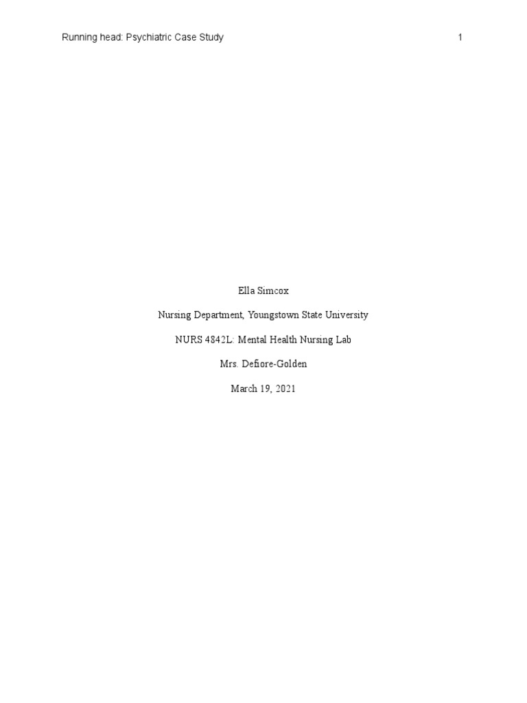 Psych Case Study | PDF | Mental Disorder | Mood Disorders