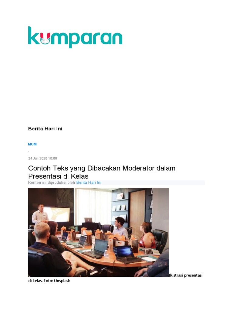 Contoh Teks Moderator Presentasi Kelas | PDF | Karier & Perkembangan