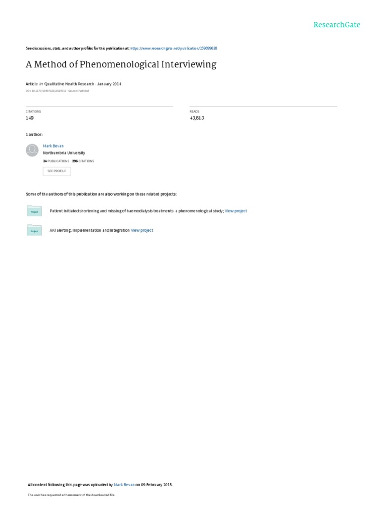 AMethodof Phenomenological Interviewing | PDF | Phenomenology ...