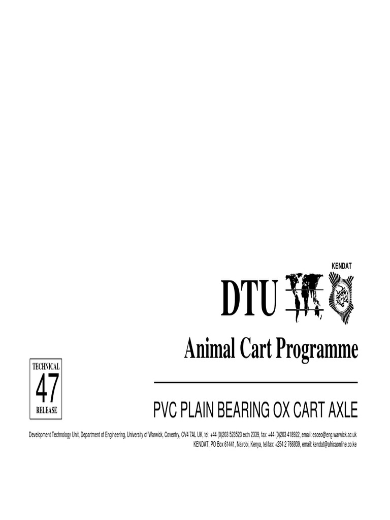 DTU Animal Cart PVC Plain Bearing OX Cart Axle 1999 | PDF | Wheel ...