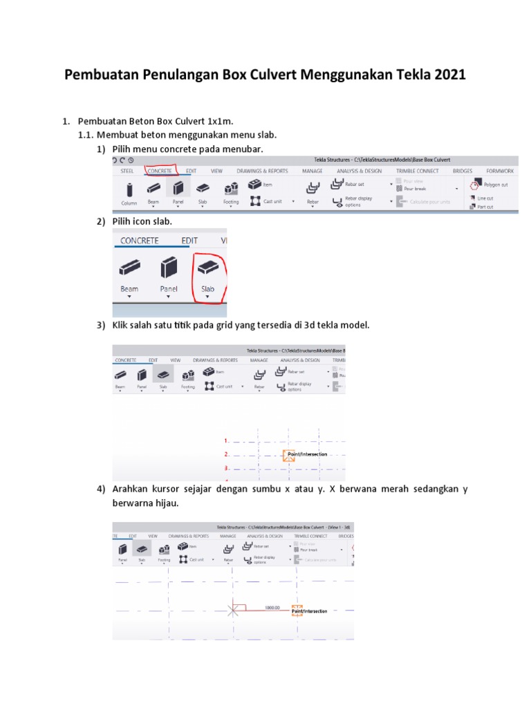 Pembuatan Penulangan Box Culvert Menggunakan Tekla 2021 | PDF