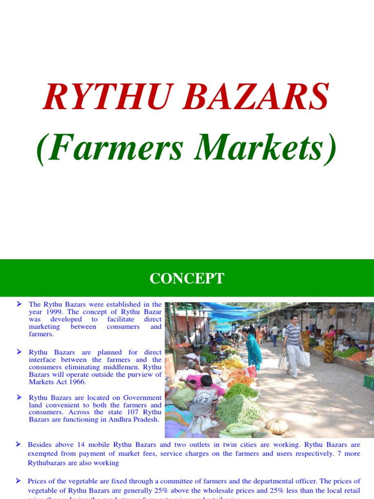 Overview of Rythu Bazars in AP | PDF | Vegetables | Marketing