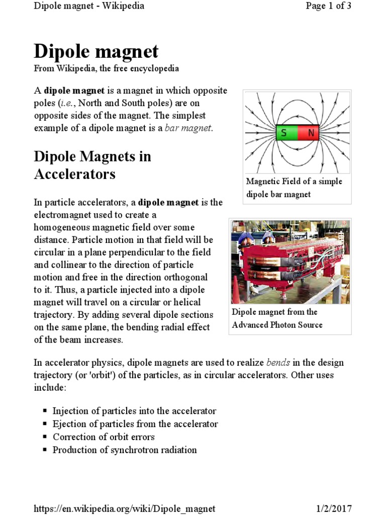 Dipole Magnet 2017 | PDF | Particle Accelerator | Magnet