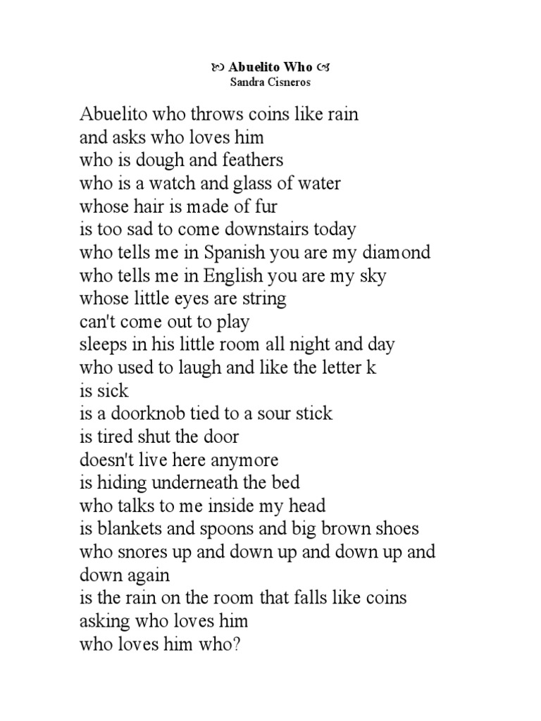 Abuelito Who : Sandra Cisneros | PDF