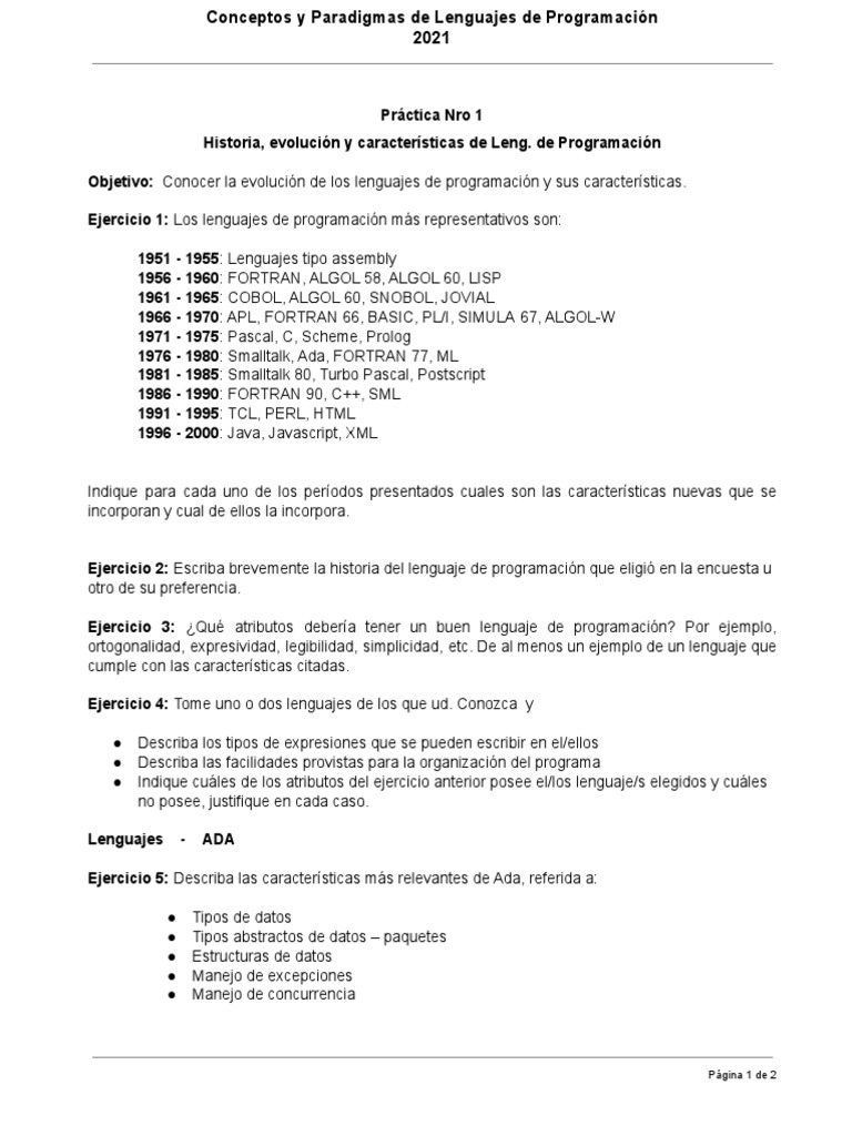 Practica1 2021 | PDF | Lenguaje de programación | Java (lenguaje de programación)