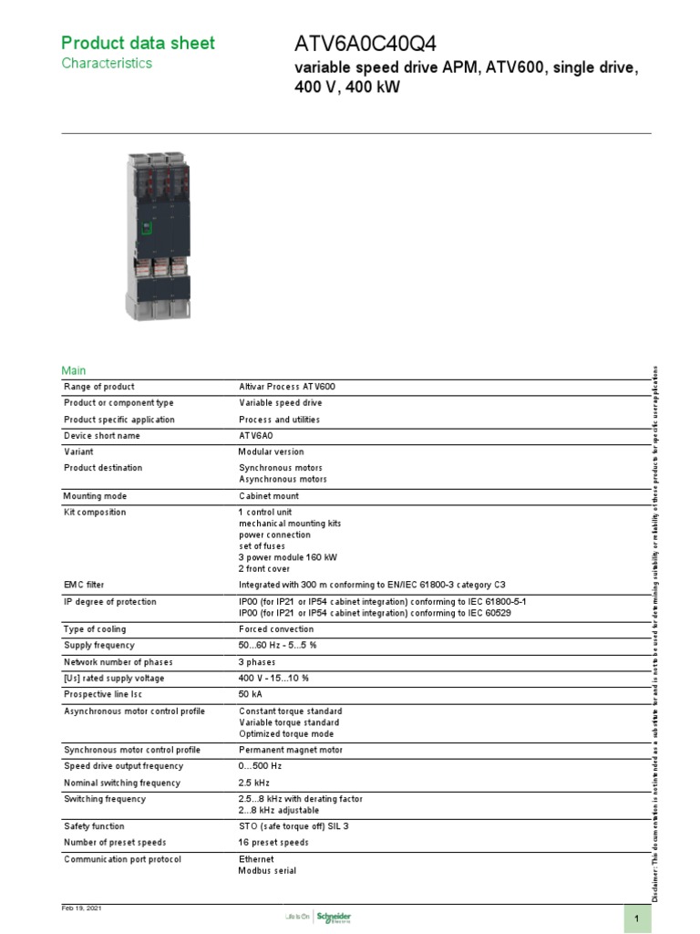 Altivar Process ATV600 - ATV6A0C40Q4 | PDF | Electric Motor | Relay