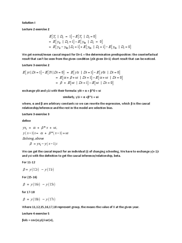 EY D EY D Ey D Ey D Ey y D Ey D Ey D: Solution I Lecture 2 Exercise 2 | PDF | Ordinary Least ...