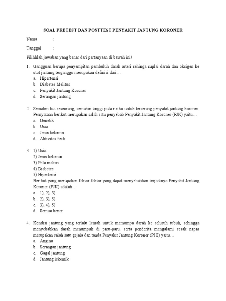 Soal Pretest Dan Posttest PJK | PDF