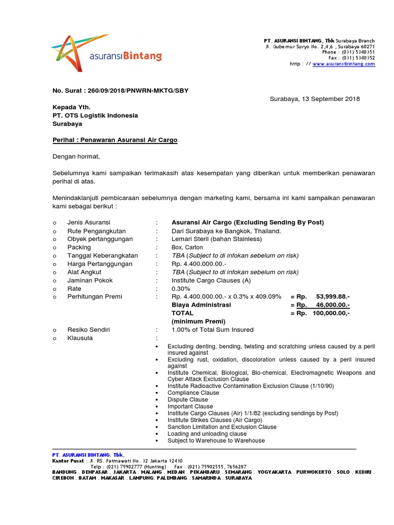 Air Cargo PT OTS Logistik Indonesia | PDF