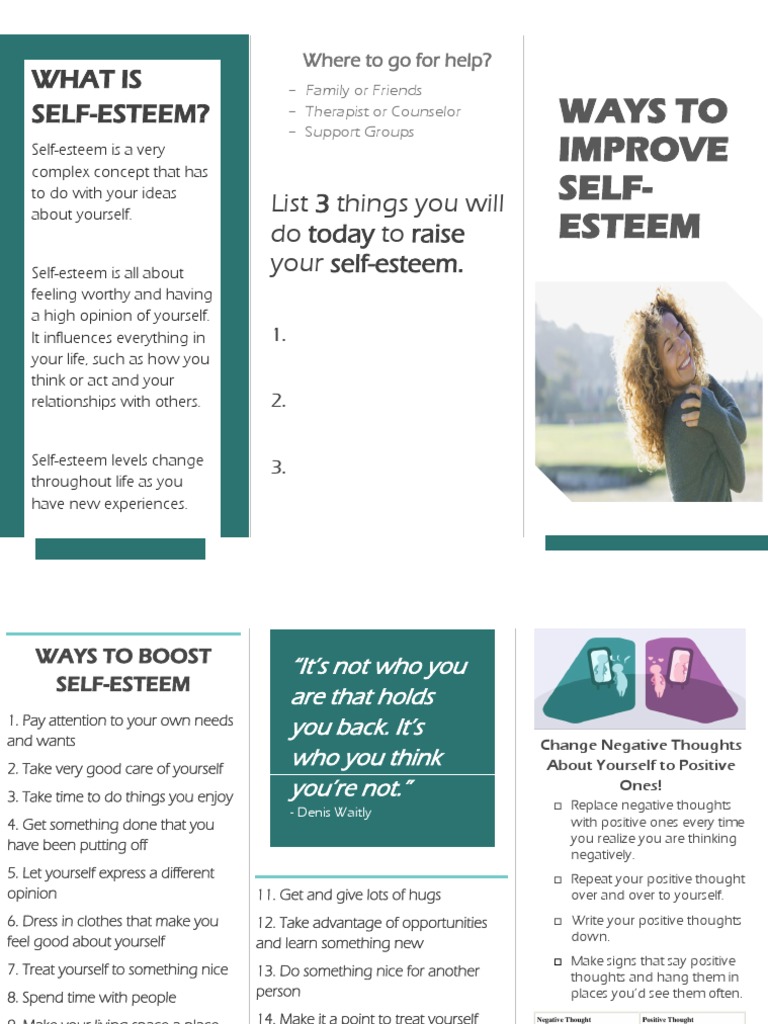 Ways To Improve Self-Esteem Brochure | PDF | Self Esteem | Applied ...
