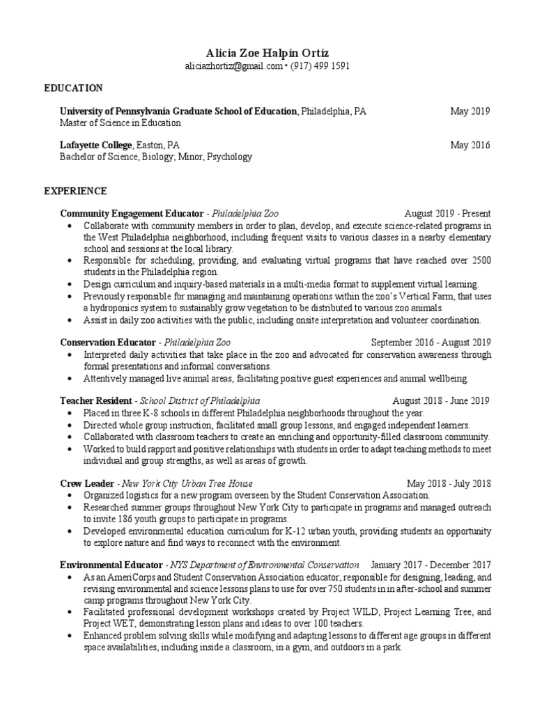 Alicia Halpin Ortiz Resume | PDF | Teachers | Lesson Plan