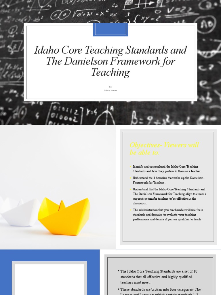 Idaho Core Teaching Standards and The Danielson Framework Presentation ...