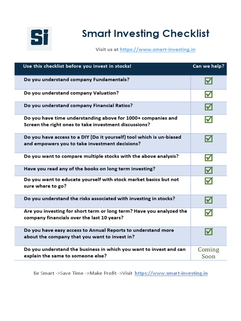 Smart Investing Checklist: Use This Checklist Before You Invest in ...