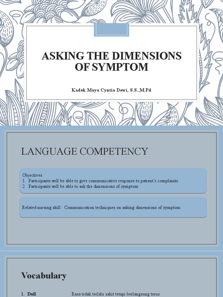 Asking The Dimensions of Symptom | PDF | Pain | Health Sciences