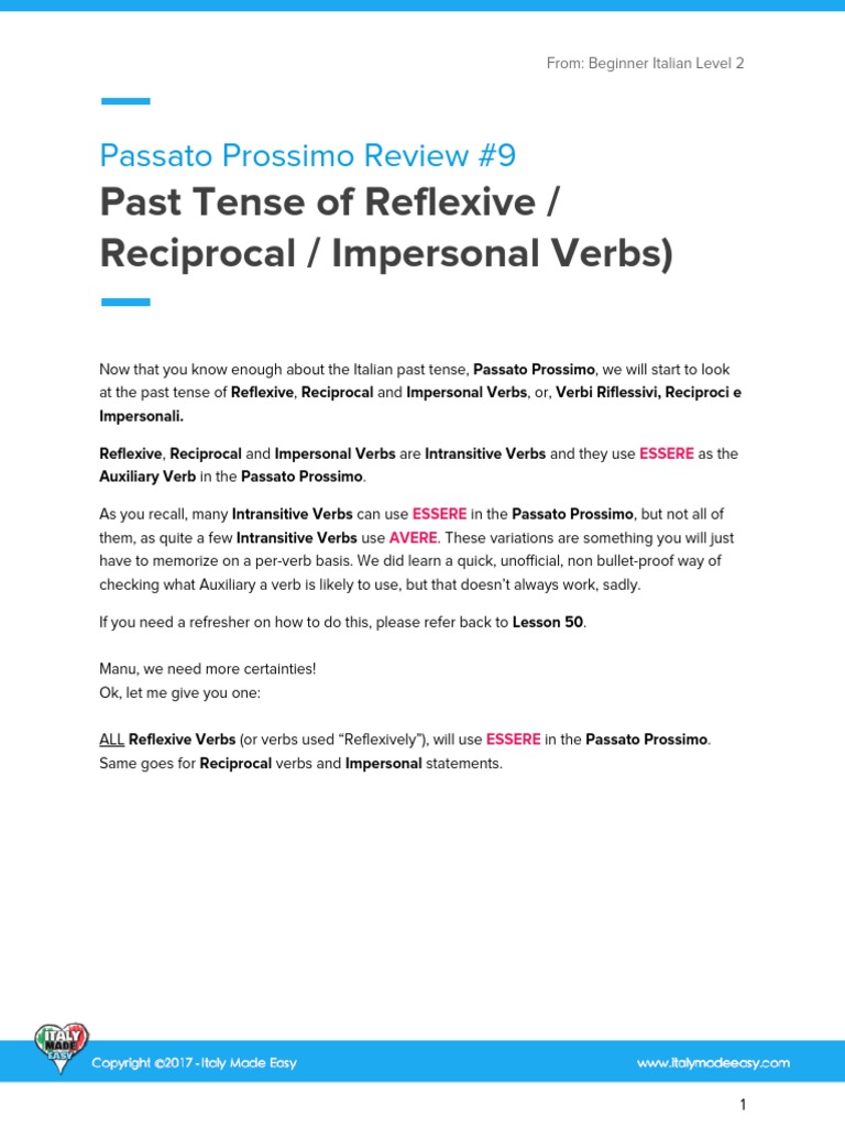 FZTI B1 U02 Passato Prossimo Review 9 | PDF | Verb | Grammatical ...