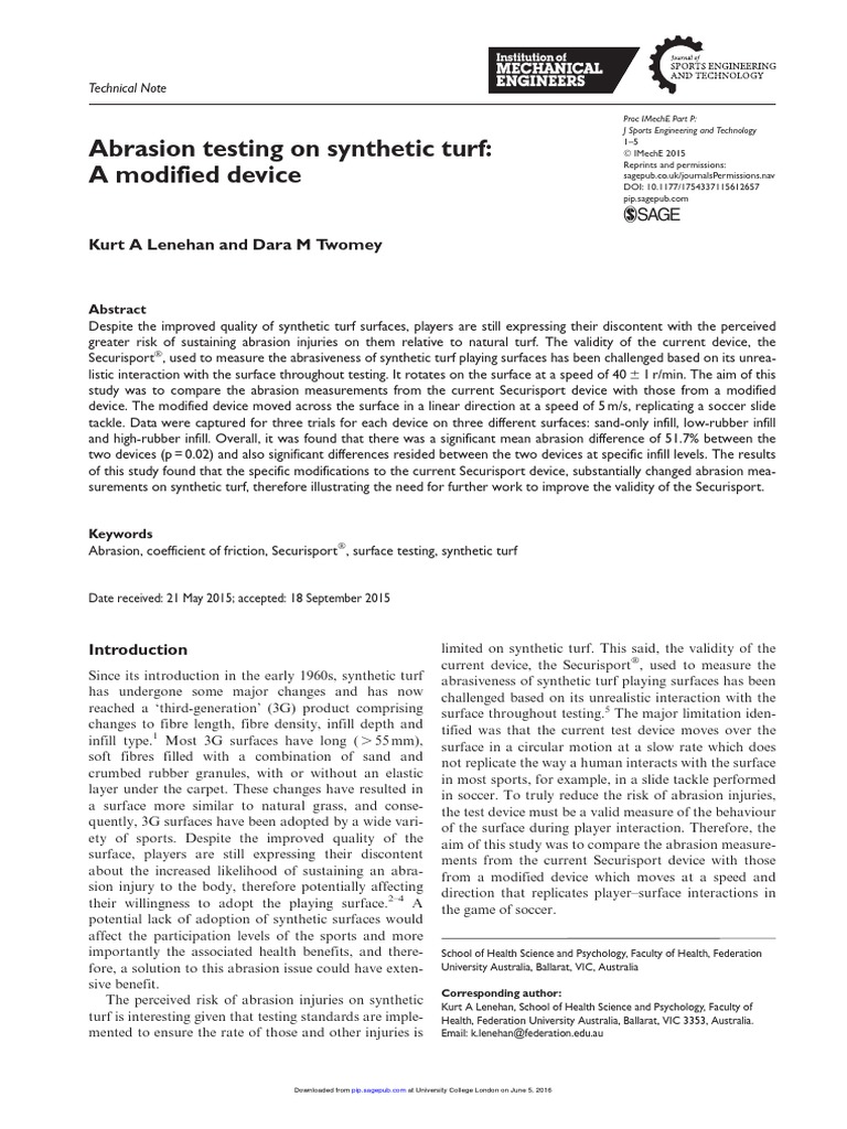 Abrasion Testing On Synthetic Turf | PDF | Analysis Of Variance ...