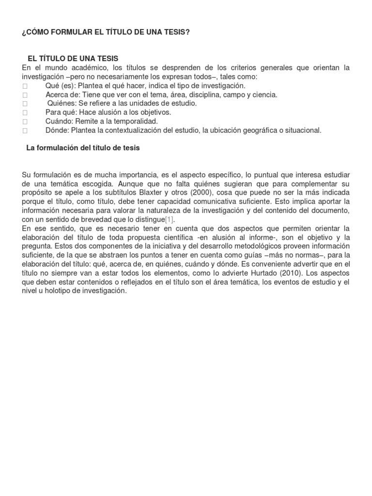 Cómo Formular El Título de Una Tesis | PDF