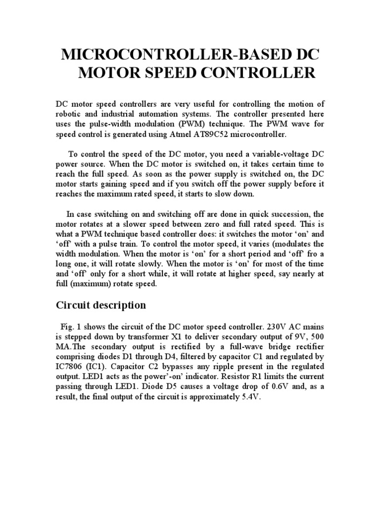 MICROCONTROLLER-based DC Motor Speed Controller | PDF | Electric Motor ...