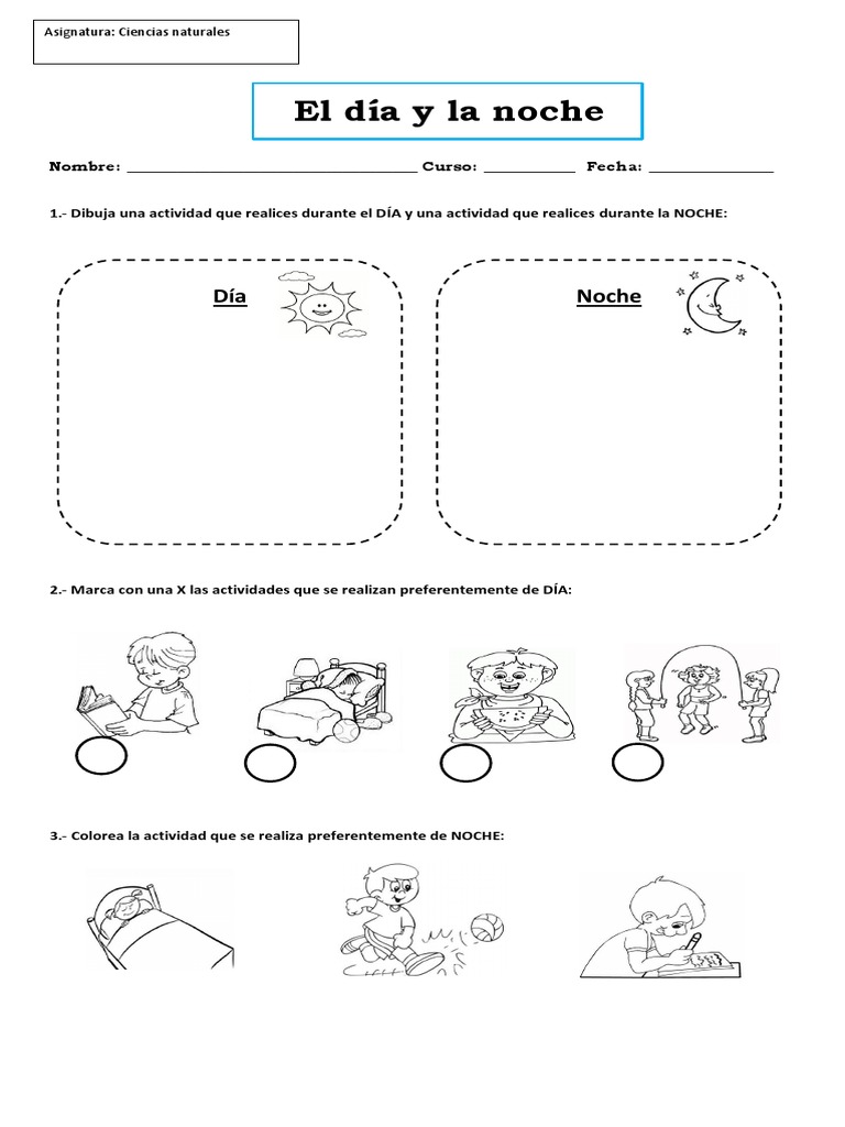 Actividades Día y Noche para Primer Grado | PDF | Arte