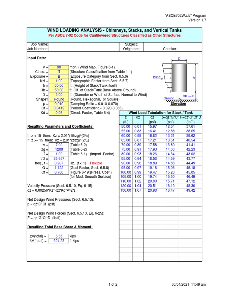 Stacks and Tanks WInd Load | PDF | Applied And Interdisciplinary ...