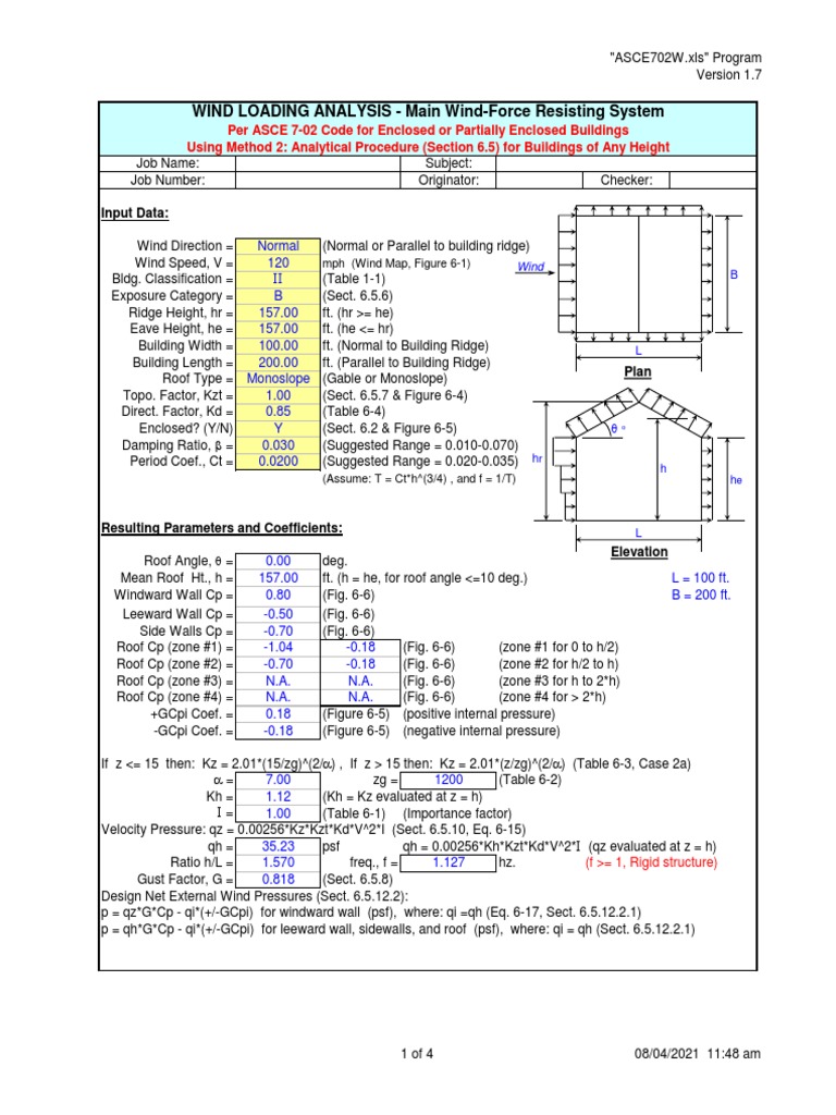 Wind Load For Building With All Height | PDF | Windward And Leeward ...