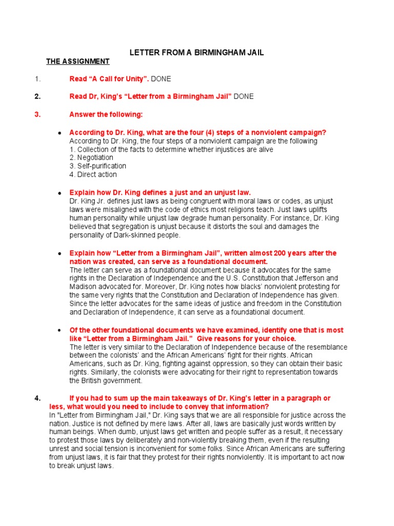 Letter From A Birmingham Jail | PDF | Martin Luther King Jr. | Justice