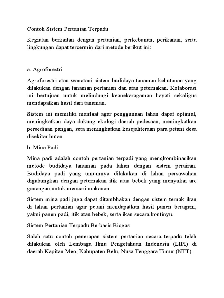 Contoh Sistem Pertanian Terpadu di NTT | PDF | Teknologi & Rekayasa